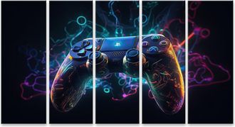 Islandburner Bild auf Leinwand Leuchtendes Neonlicht Gamepad Ki Erzeugt Bilder Wandbilder Poster JCEO-5P