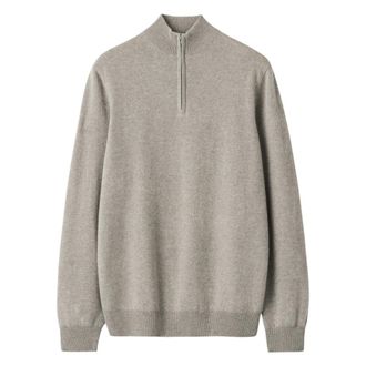Soft Goat Pull &agrave; demi-zip - Homme - Pulls - Gris - Taille: L