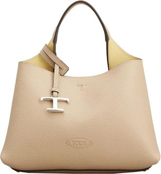 Tod's Femme, Sacs, Beige, Taille: ONE Size T Timeless Micro Sac &agrave; main en cuir