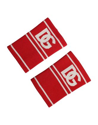 Dolce & Gabbana Mens Red White Dg Logo Cotton 1 Pair One Size Wristband And Accessory