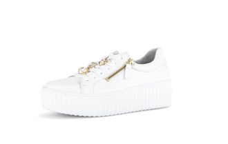 Gabor Damen Low-Top Sneaker, Frauen Halbschuhe,Best Fitting,Plateausohle,straßenschuhe,Strassenschuhe,Freizeitschuhe,Weiss (Gold),42.5 EU / 8.5 UK