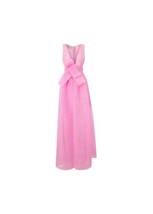 A.W.A.K.E. Pink Neoprene Net Maxi Dress Size S