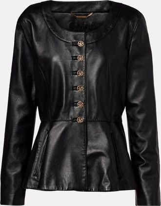 Chlo&eacute; Chlo&eacute; Veste en cuir Peplum