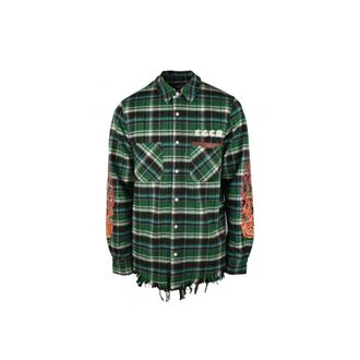 Amiri Kariertes Baumwoll-Overshirt - - Jackets - Herren - Gr&uuml;n - S