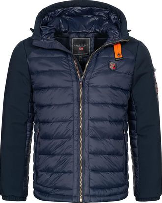Geographical Norway Herren Winter Jacke Parka Steppjacke Kapuze Softshell Gesteppt Neu, Farbe:Navy, Gr&ouml;&szlig;e:M