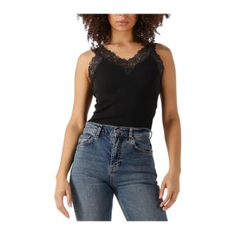 Rosemunde Bernadine SL Regular V-Ausschnitt Top - - Tops - Damen - Schwarzk - M