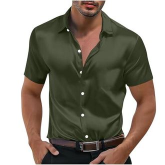 Generic Chemise &agrave; manches courtes pour homme - Chemise d&eacute;t&eacute; unie classique confortable et l&eacute;g&egrave;re - Col rabattu - Anti-plis - Respirante - D&eacute;contract&eacute;e - Bouto