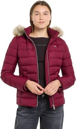 Tommy Jeans Veste Matelassée Femme Basic Hooded Down Jacket avec Capuche, Rouge (Valley Grape), XS