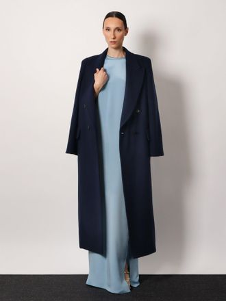 Max Mara Womens Coat Albania Blue Virgin Wool And Cashmere