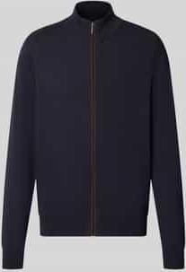 Bugatti Regular Fit Strickjacke aus reiner Baumwolle mit Label-Stitching