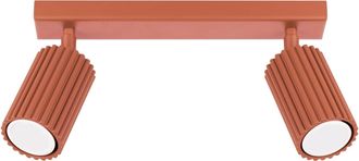 Licht-Erlebnisse Deckenspot GU10 Rot Aluminium verstellbar drehbar schwenkbar Wohnzimmer Essszimmer K&uuml;che 30 cm Spotleuchte Decke 2-flammig Deckenstrahler Balken