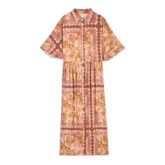 Oltre Hemdblusenkleid aus Viskose mit Muster - - Dresses - Damen - Orange - M