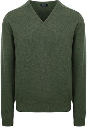 William Lockie Pull &agrave; col en V en laine dagneau vert - Homme - V&ecirc;tements - Taille droite - 7092 HF Col en V DF Rosemary/245, Vert fonc&eacute;, vert, XL