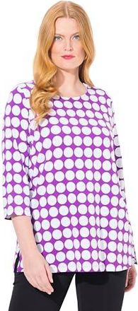 Ulla Popken Shirt, Dots, A-Linie, Rundhals, 3/4-arm, Pima Cotton, m&ucirc;res, 54-56 Femmes
