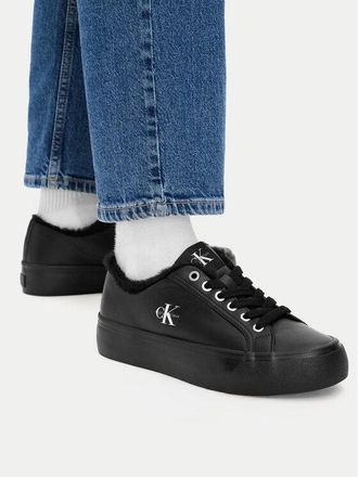 Calvin Klein Sneakers Vulc Flatf Laceup Lth Fur HW0HW03235 Schwarz