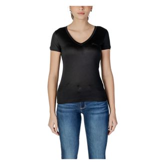 Guess Stilvolles V-Ausschnitt Lyocell T-Shirt - - Tops - Damen - Schwarzk - XS