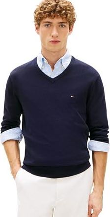 Tommy Hilfiger Essential Cotton V Neck Mw0mw42249dw5006 Pull-Over, Blue (Desert Sky), XXL Homme