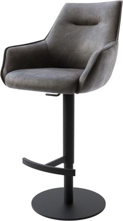 DELIFE Barstuhl Alja-Flex Drehfuß höhenverstellbar Metall Schwarz Mikrofaser Anthrazit Vintage drehbar Taschenfederkern