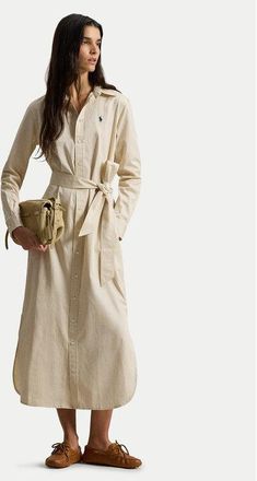 Polo Ralph Lauren Hemdkleid 211A96362002 Beige Regular Fit