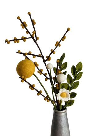 &Eacute;n Gry & Sif 7 Filzblumen - Kleiner Blumengru&szlig; - Blumenstrau&szlig; - Fair Trade - handgemacht (XXL-gelb)