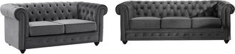 Vente-Unique Vente-unique - Canap&eacute;s 3 places et 2 places en velours anthracite chesterfield