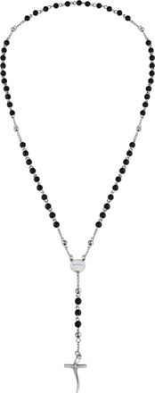 Breil Code Onyx Rosenkranzhalskette aus Stahl mit einem antiken, polierten Stein, Max. Länge: 63 cm, TJ2990