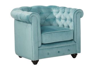 Vente-Unique Chesterfield-Sessel, Velours, Pastellblau