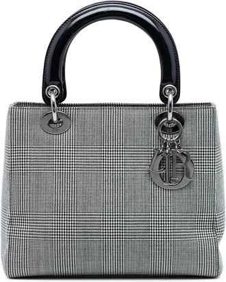Dior Hobo Bags - Medium Canvas Houndstooth Lady Dior - Gr. unisize - in Grau - f&uuml;r Damen