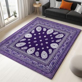 Generic Tapis de Rétro Violet - Lavable Tapis Géométrique Beau Motif Imprimé à Poils Courts, Doux Antidérapant Moquette pour Chambre Salon Salle à Manger Bure
