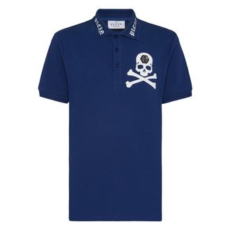 Philipp Plein Homme, Tops, Bleu, Taille: 3XL Polo Skull & Bones