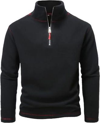 Generic Pull en polaire pour homme - Automne/hiver - Manches longues - Col montant - Haut - Sweat &agrave; capuche dext&eacute;rieur - Sans capuche - Veste de sport &agrave; manch
