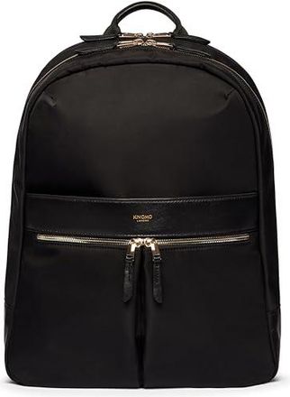 Knomo Beaufort Grand sac à dos pour ordinateur portable de 15,6, sac de travail pour femme, avec fermeture éclair dorée, Noir