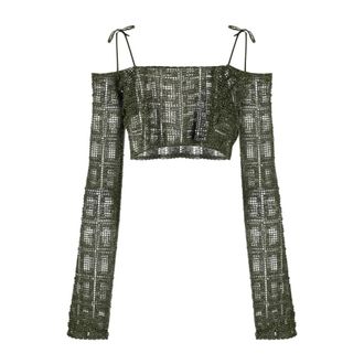 GCDS Monogramm-Macram&eacute;-Casual-Sweater Multicolor - - Tops - Damen - Gr&uuml;n - XS