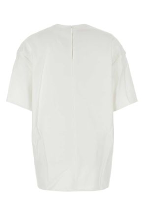 Valentino Garavani Womens White Cotton Blend T-Shirt Bianco Exteiror: Nylon T-shirts And Polos