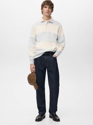 Mango Sweat-shirt polo rayures gris chin&eacute; clair - Homme - XXL - MANGO MAN