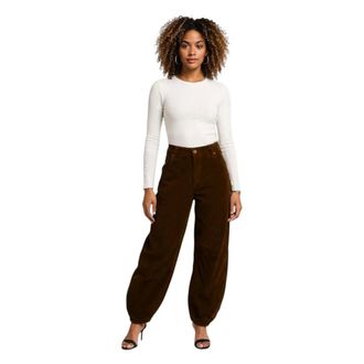 Please Femme, Pantalons, Brun, Taille: 42 FR Buggy Ribbed Pantalons