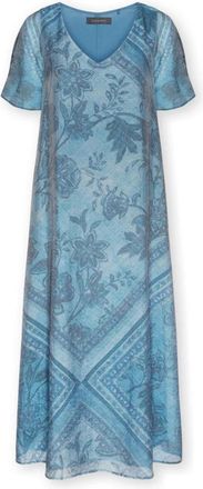 Elena Miro Femme, Robes, Bleu, Taille: 40 FR Robe Midi Imprim&eacute;e en Lyocell