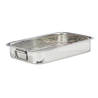 Relaxdays 10023739_59 Four avec Grillage, en Acier Inoxydable, Lavable &agrave; la Machine, Plat &agrave; r&ocirc;tir, argent&eacute;