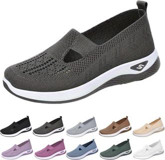 Generic Chaussures orthop&eacute;diques tiss&eacute;es respirantes &agrave; semelle souple pour femme - Chaussures de marche d&eacute;contract&eacute;es &agrave; enfiler - Soutien de la vo&ucirc;te plantair