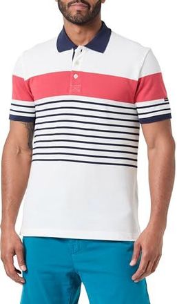 Armor Lux Polo Manches Courtes, Milk/Marine Deep/Cardinal, XL Homme