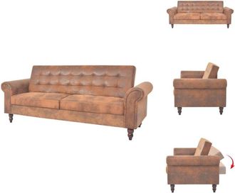 vidaXL Vidaxl - 2-Sitzer Schlafsofa mit Armlehnen K&uuml;nstliches Wildleder Braun - 2-Sitzer Sofa - Schlafsofa - Chesterfield Sofa - Wohnzimmersofa - Couch