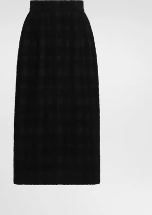 Dolce & Gabbana Rock Aus Wollmischung In Boucl&eacute;-karo - Frau Collection Schwarz 38