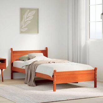 vidaXL Massivholzbett ohne Matratze Wachsbraun 100x200 Kiefernholz vidaXL