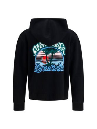 Casablanca Mens Palm Tree Hoodie Merino Wool Ovis Aries Sweatshirts Sweater