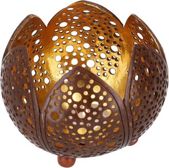 Guru Shop Exotisches Kokosnuss Teelicht - Modell 6, 10x14x14 cm