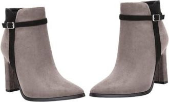 Frcolor Bottines Femme avec Fermeture &Eacute;clair Lat&eacute;rale Talon &Eacute;pais et Design Court pour Hiver Confortables et Styl&eacute;es Chaussures &agrave; Talons pour Femmes &Eacute;l&eacute;gantes