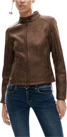 Desigual Femme, Vestes, Brun, Taille: 40 FR Blazer zipp&eacute; &agrave; col rond