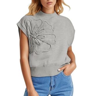 Generic Gilet sans Manche Femme Gilet Femme D&eacute;contract&eacute; Quotidien Ville Tricot Imprim&eacute; Floral - Respirant, Fin Et &Eacute;l&eacute;gant pour &Eacute;t&eacute; Et Printemps