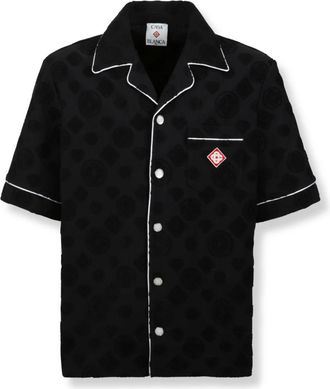 Casablanca Homme, Chemises, Noir, Taille: 2XL Towelling Monogram Short Sleeve Shirt