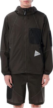 And Wander Homme, Sport, Gris, Taille: XL Breath Rip Hooded Jacket